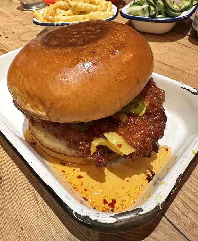 This hot honey chicken sandwich achieves the perfect balance between crispy, spicy, and "I need another one immediately."