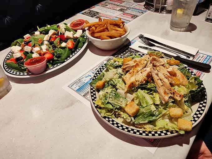 Fresh salads prove this diner does more than breakfast, though why you'd skip the pancakes remains mysterious.