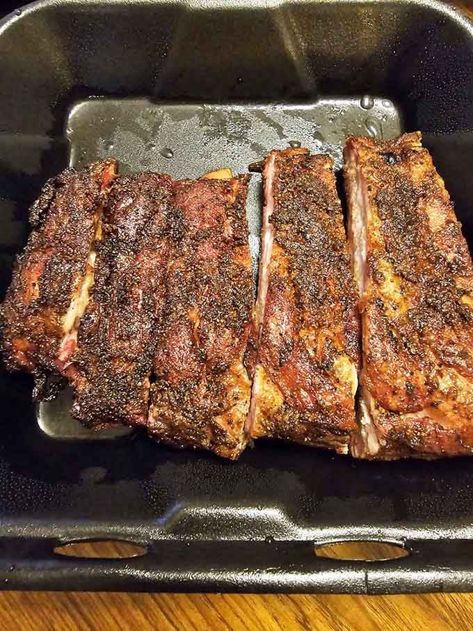 These ribs have that gorgeous mahogany crust that tells you someone knew exactly what they were doing.