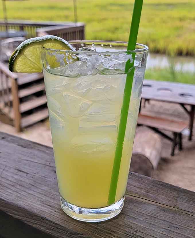 A margarita with a view of the marsh, because sometimes paradise needs a lime wedge and salt.