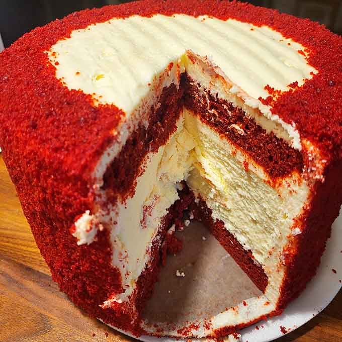 Red velvet cake meets cheesecake in a mashup that would make even Elvis say "thank you very much."