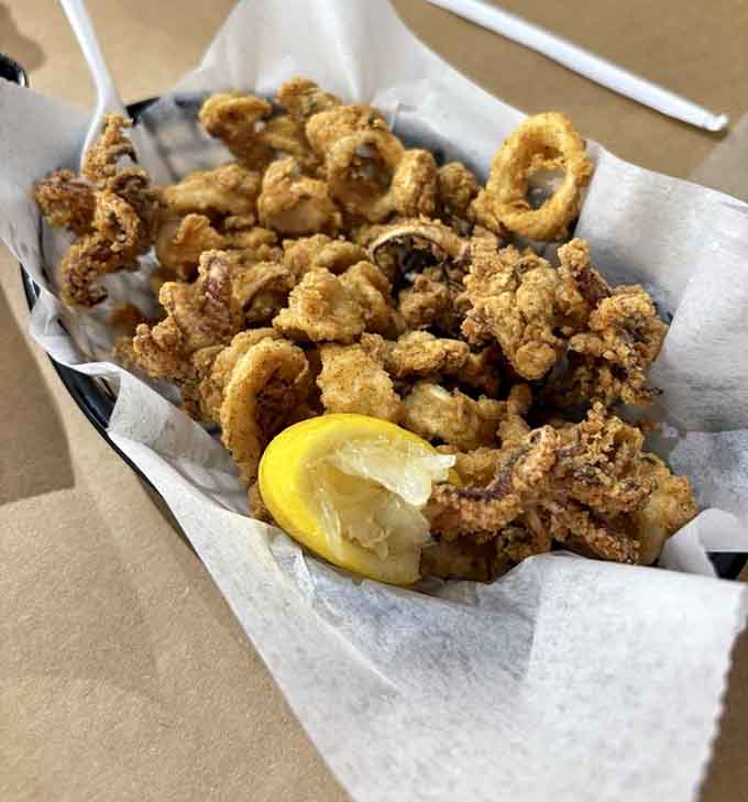 Golden, crispy calamari that could make even the most devoted landlubber reconsider their relationship with seafood.