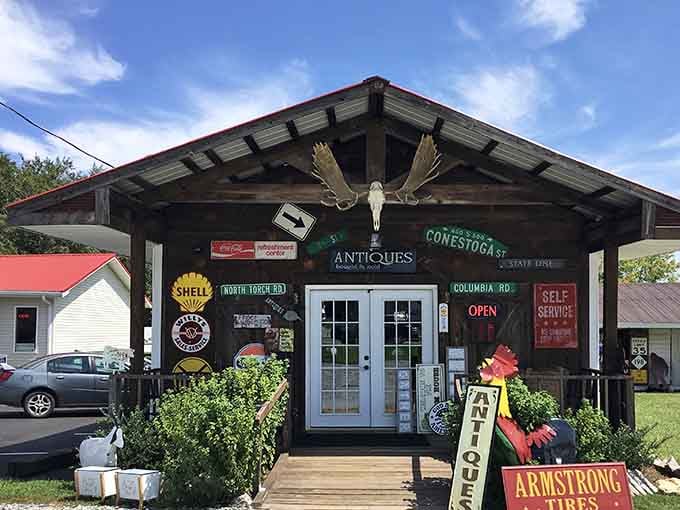 Big John's Antiques proves that sometimes the best things come in rustic packages covered with vintage advertising signs.