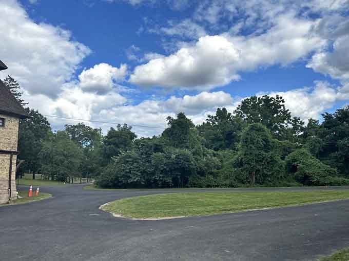 The peaceful grounds surrounding this automotive palace make the perfect spot for contemplating horsepower and history.