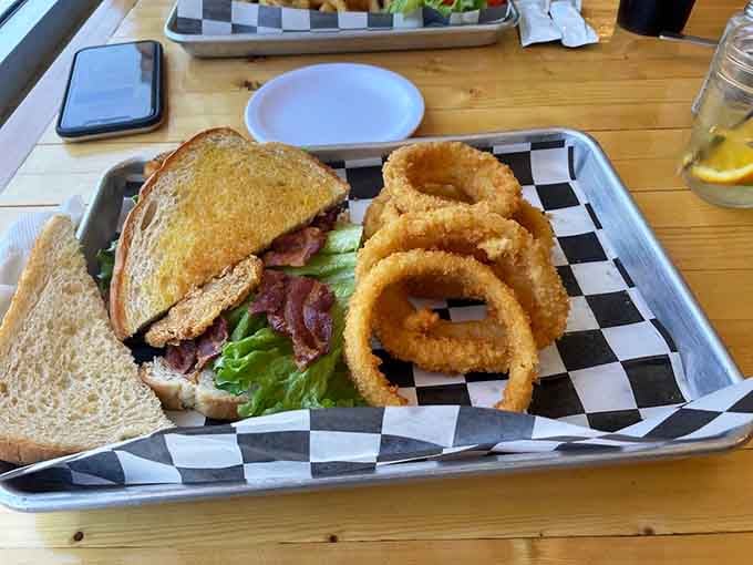 That BLT came with onion rings thick enough to use as bracelets, not that you'd waste them.