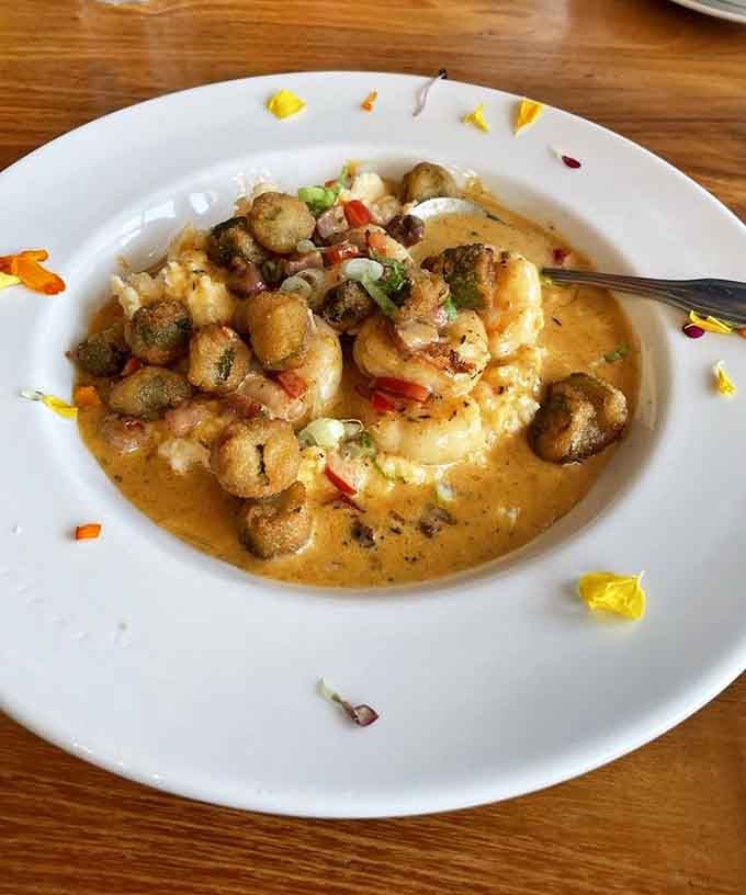 Shrimp and grits done right, with enough creamy goodness to make you forget your own zip code.