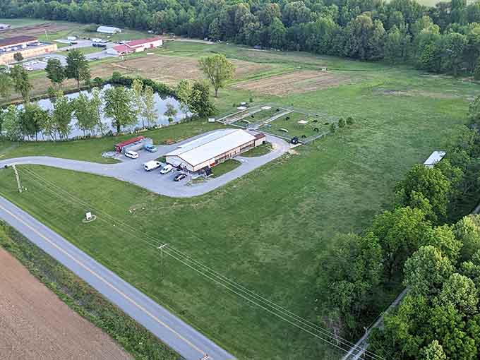From above, you can see how thoughtfully this community carved out space for gathering and connection.