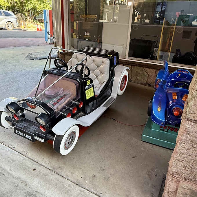 This classic coin-operated car proves that sometimes the best rides don't actually go anywhere at all.