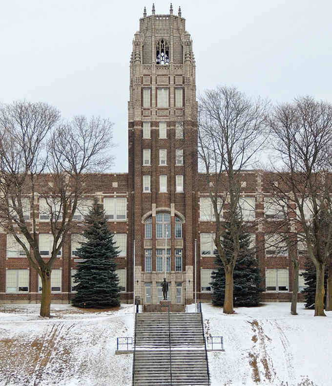 Lincoln High School's tower stands like a monument to when we built schools that looked like they actually mattered to the community.