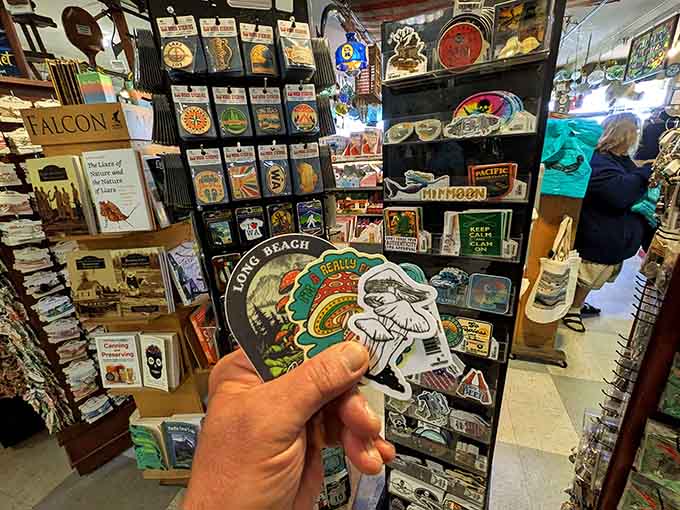 Collect them all: stickers featuring Jake the Alligator Man make perfect souvenirs for folks who appreciate the genuinely bizarre.