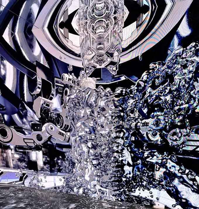 Metallic chaos swirls around you in this futuristic fever dream of technology meeting artistic vision.