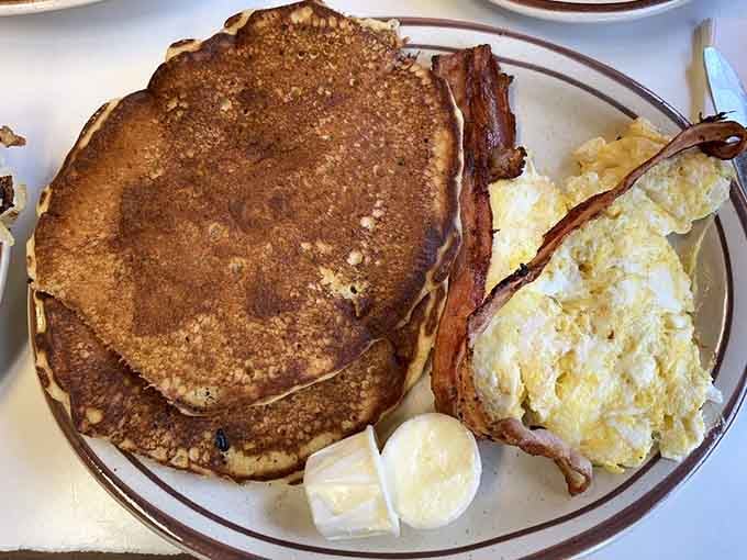 Pancakes the size of dinner plates prove that bigger is indeed better when breakfast is involved.
