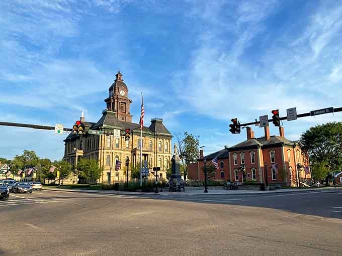 The courthouse anchors downtown with the kind of civic architecture that says "we actually cared about our public buildings once."