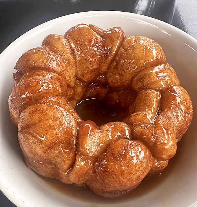 Monkey Bread glistening with glaze, available weekends only, making Saturdays and Sundays even more worth celebrating.