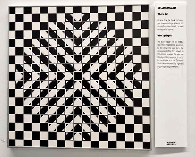 These squares appear to bulge and wave, but your hand confirms they're flat as a pancake.