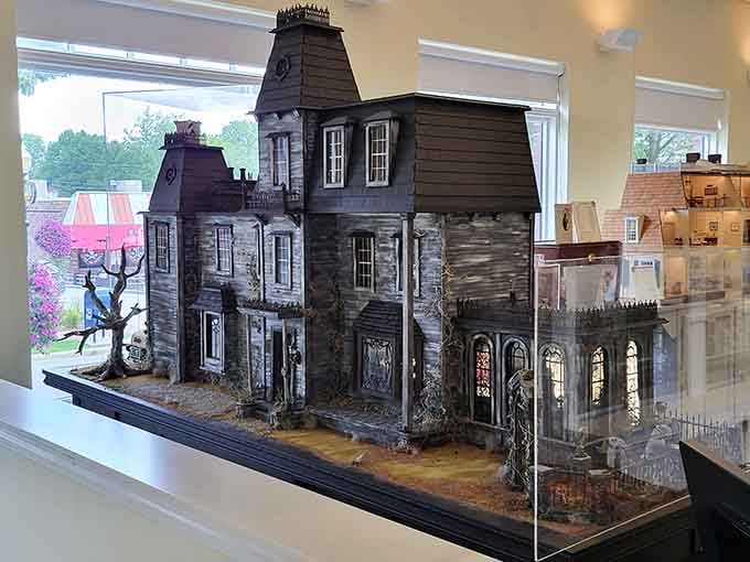 The Addams Family mansion gets the full miniature treatment, complete with appropriately spooky weathering and Gothic charm throughout.