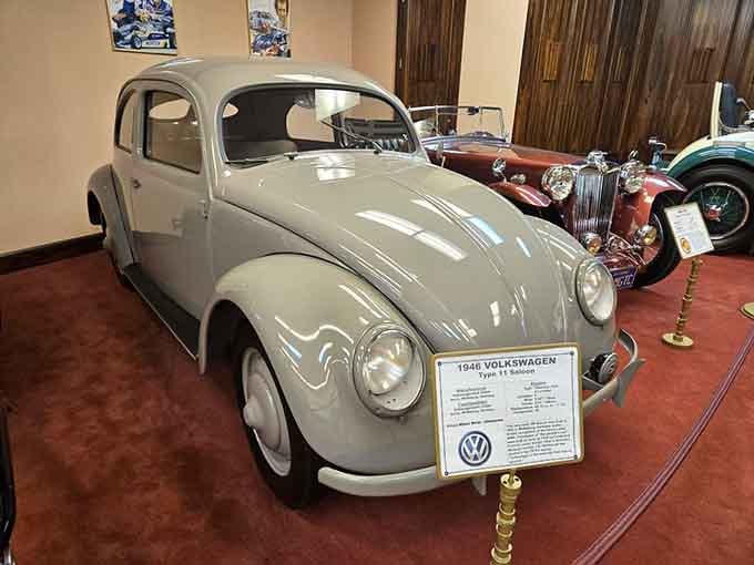 Even the humble Volkswagen Beetle gets the royal treatment here, restored to a condition that would make Ferdinand Porsche weep.