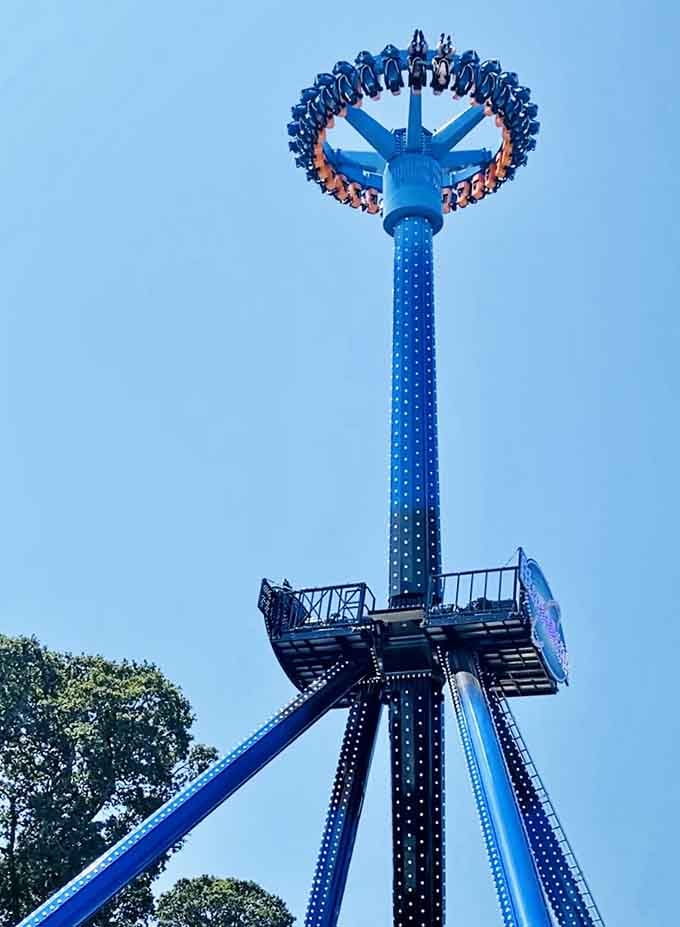 The AtmosFEAR lives up to its name, lifting riders high above the park for thrills and spectacular views.
