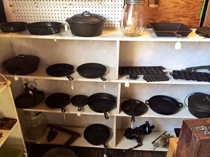 Cast iron cookware that could outlast us all, seasoned by generations and still ready for action today.