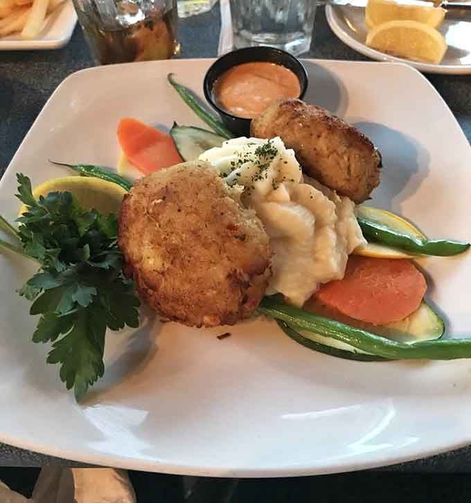 Crab cakes so packed with meat they make other restaurants' bread-filled versions look downright stingy by comparison.