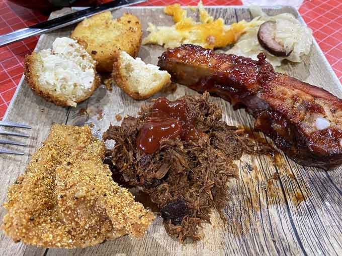 Those ribs glistening under the lights like they're auditioning for a barbecue magazine cover shoot, and winning.