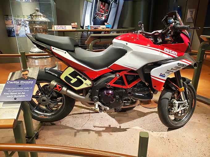 Even modern motorcycles get their moment here, showing how the need for speed evolved through the decades.