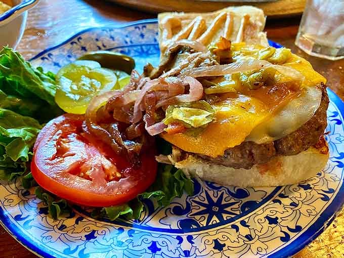 An award-winning burger that looks like it just stepped off the cover of a food magazine's greatest hits.