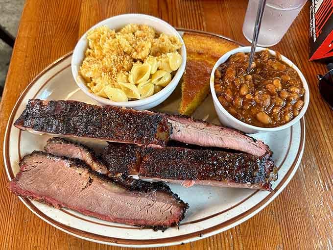 When ribs meet brisket on one plate, it's like the barbecue gods decided to show off a little.