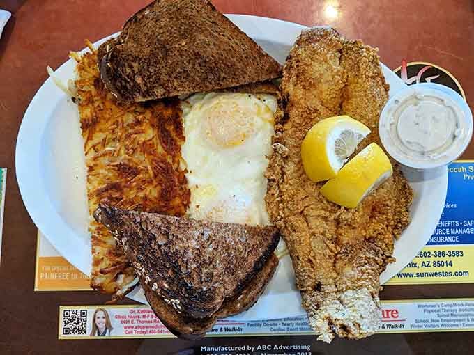 Burke's catfish and eggs combo sounds unusual until you taste it, then suddenly you're wondering why every restaurant doesn't offer this.