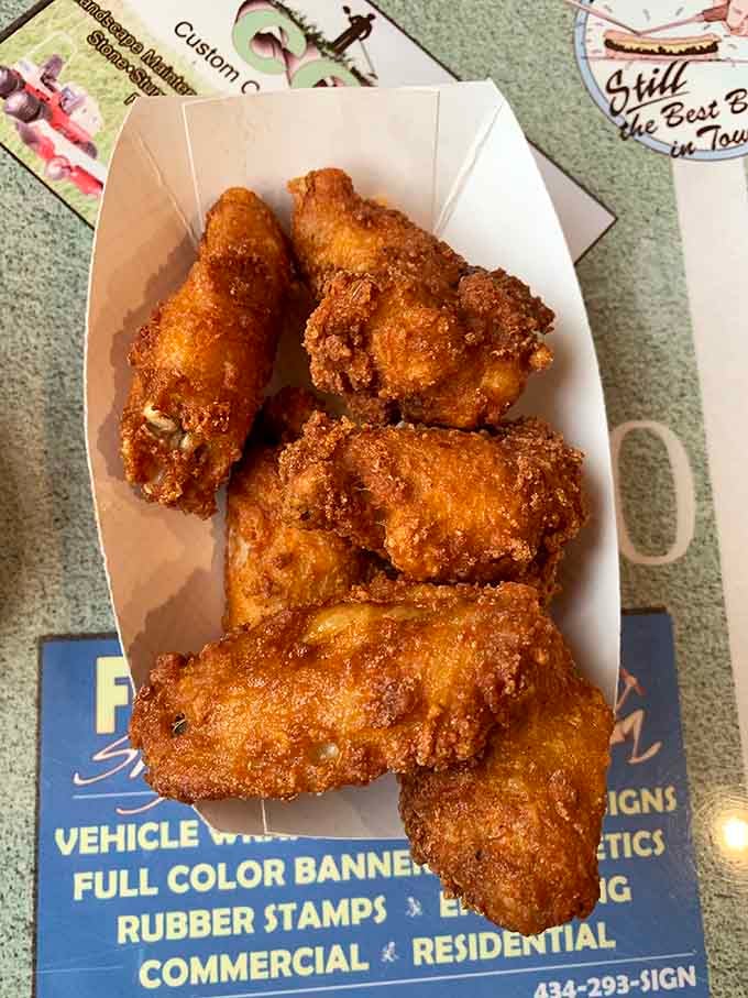 Crispy fried chicken pieces that would make your grandmother proud, served hot and ready to devour immediately.