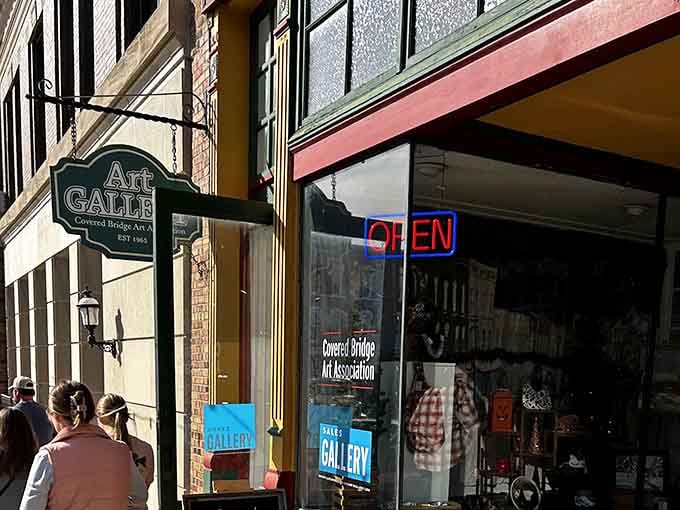 Local artists showcase their work where covered bridges inspire creativity beyond simple landscape paintings and photographs.