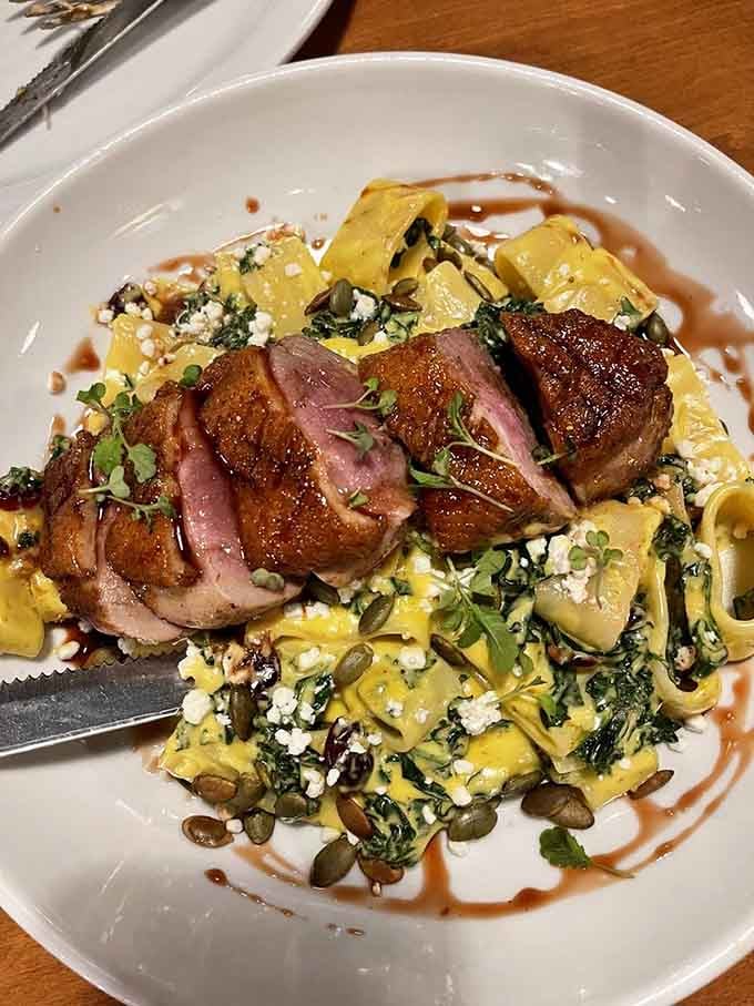 Duck so perfectly cooked it makes you question every other bird you've ever eaten.