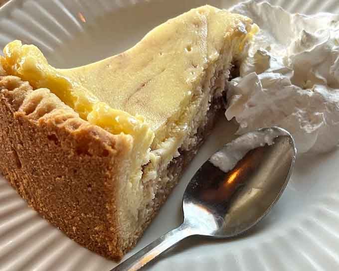 Creamy cheesecake that would make your German grandmother nod approvingly while pouring you another cup of strong coffee.