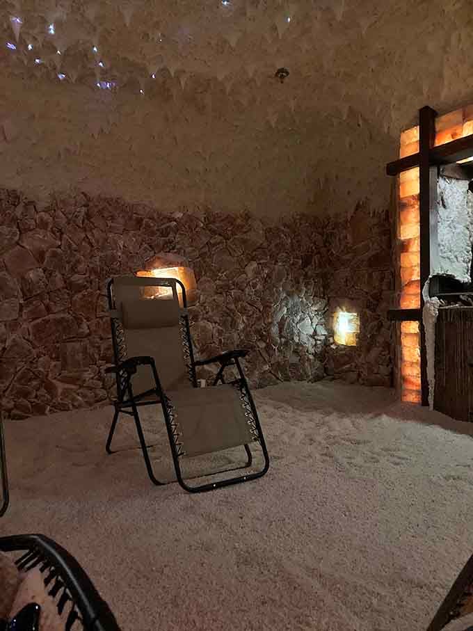 Recline in zero-gravity comfort while salt-infused air works its ancient therapeutic wonders on your respiratory system.