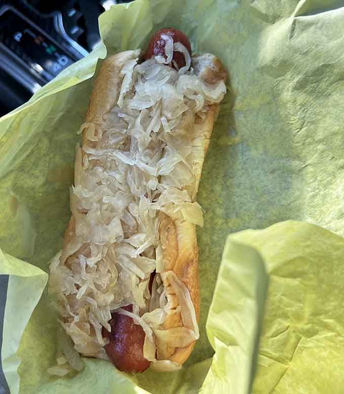 When your hot dog comes with a pickle spear this substantial, you know someone in the kitchen understands proper proportions.