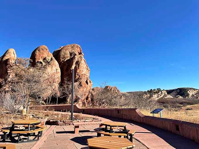 Even the picnic area comes with million-year-old sculptures towering overhead, making lunch feel rather epic.
