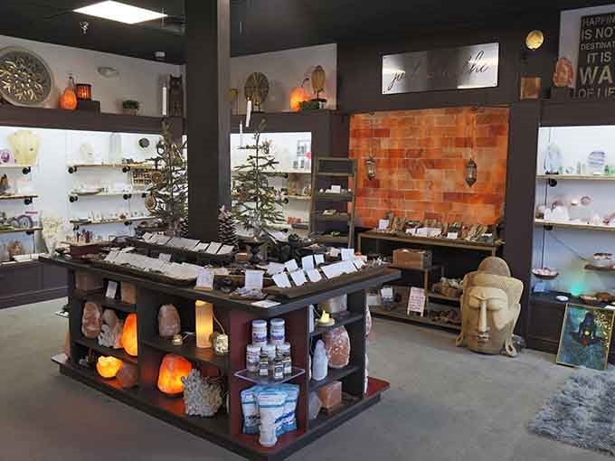 The retail space offers everything from healing crystals to salt lamps, turning window shopping into wellness shopping.