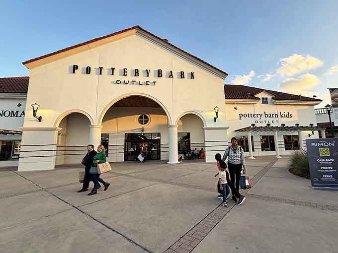 Pottery Barn's welcoming entrance promises home d&eacute;cor treasures at prices that won't require a second mortgage.