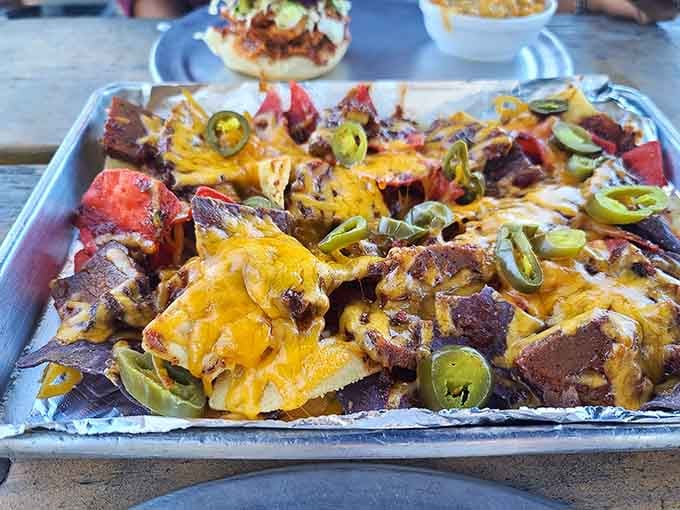 Nachos loaded with brisket and jalape&ntilde;os, because sometimes fusion is exactly what your appetite ordered for lunch.