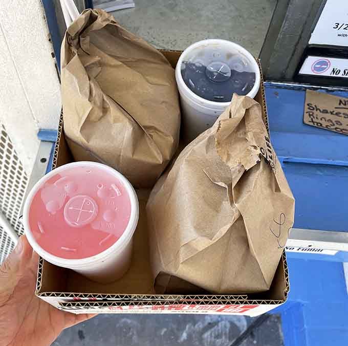 Brown bag lunches never looked this good, complete with drinks for the full experience.