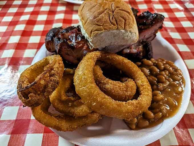 Golden onion rings that could make even the most dedicated dieter reconsider their life choices immediately.