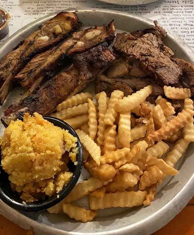 This platter proves that variety is the spice of life, especially when everything's been slow-smoked to perfection.