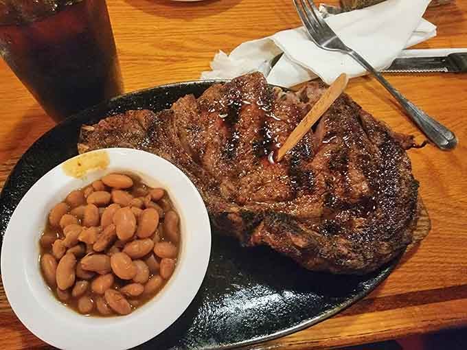 This massive ribeye could feed a small army, or one very happy person with excellent priorities in life.