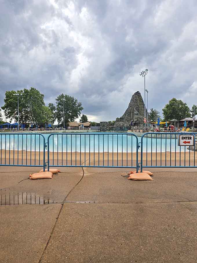 Even the entrance to paradise needs a gate, though this one leads to significantly more splashing than your average destination.