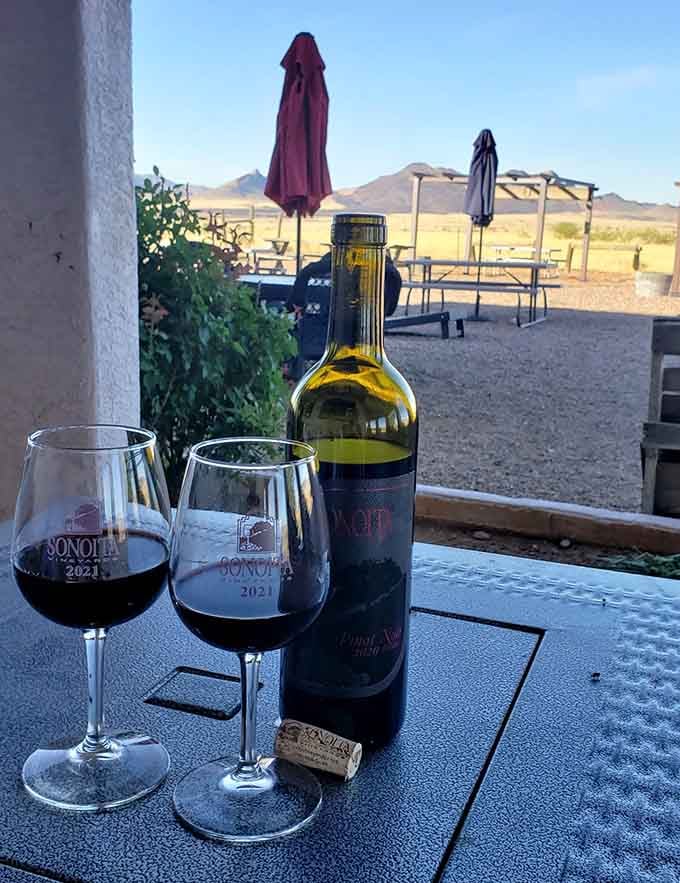 Sunset wine on the patio with mountain views: this is what retirement dreams are made of, folks.