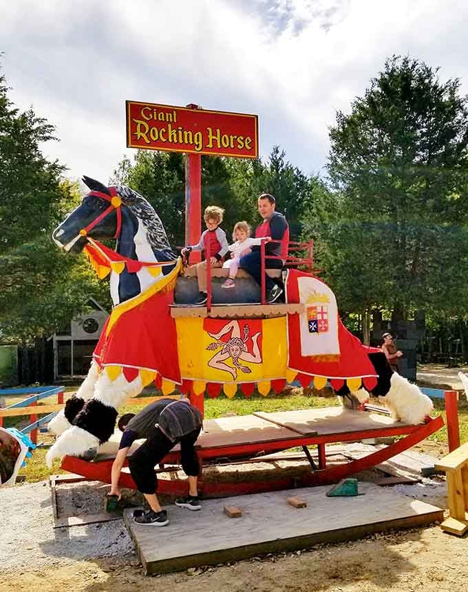 Even the kids' rides get the medieval treatment, because why should modern amusement parks have all the fun?