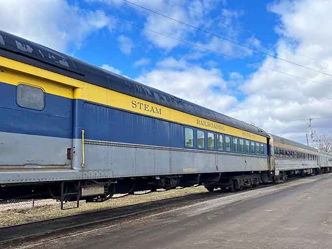 These classic passenger cars wear their blue and yellow livery proudly, waiting to carry you through Michigan's most scenic countryside.