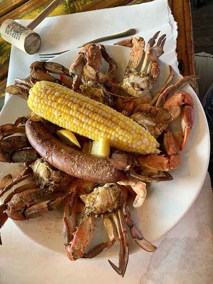 When your seafood platter comes with corn on the cob and lemon wedges, you know someone understands coastal dining perfection.