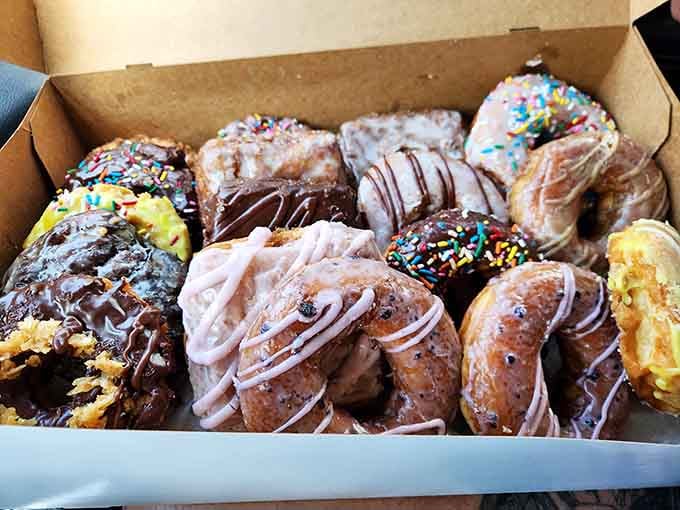 Chocolate drizzle and sprinkles create a masterpiece that Picasso himself would've wanted to eat for breakfast.