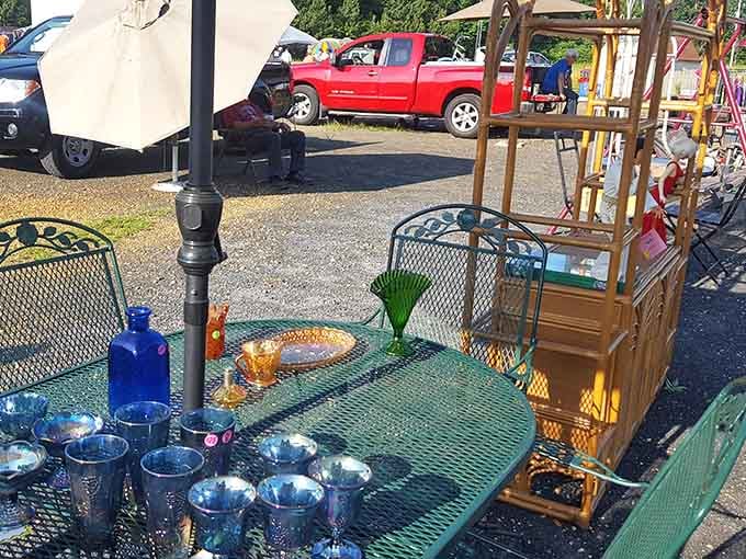 Vintage glassware catches the light just right, turning ordinary tables into displays of forgotten elegance and possibility.